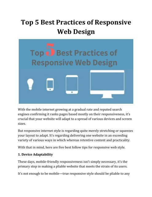 Top 5 Best Practices of Responsive Web Design