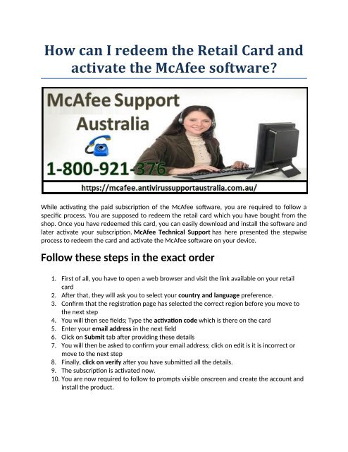 How Can I Redeem The Retail Card And Activate The McAfee Software