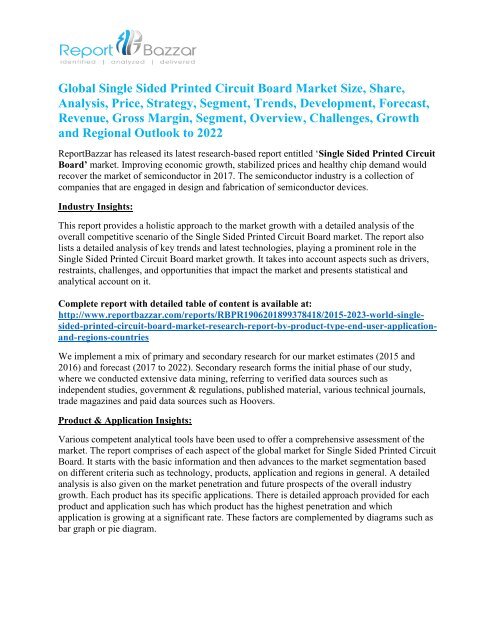 Single Sided Printed Circuit Board