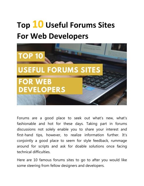 Top 10 Useful Forums Sites For Web Developers