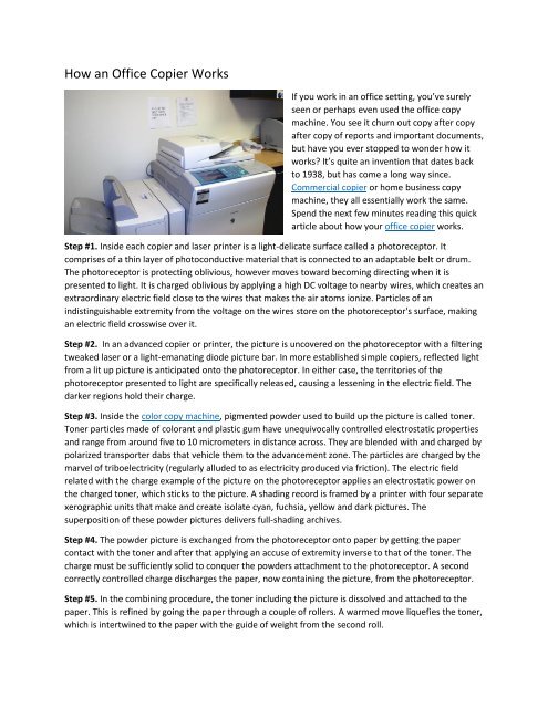 How an Office Copier Works
