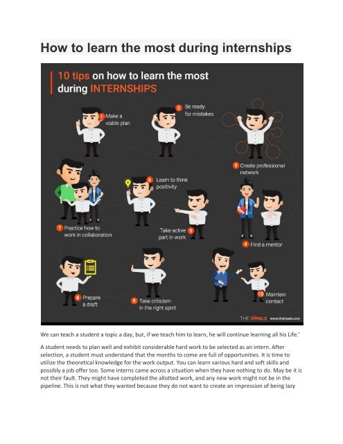 how to learn during internship pdf