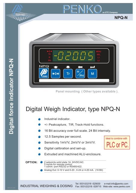 Digital force indicator NPQ-N NPQ-N - Penko Engineering
