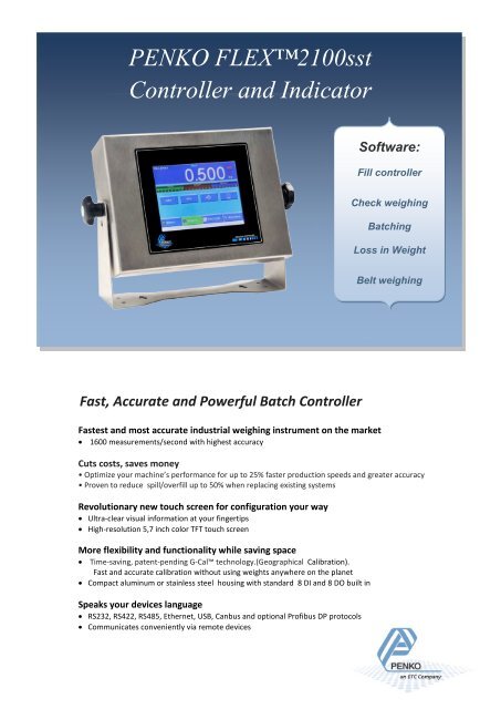 PENKO FLEX™2100sst Controller and Indicator Software