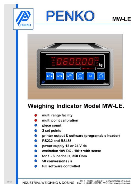 Weighing Indicator Model MW-LE. - RPI - M.Lysek