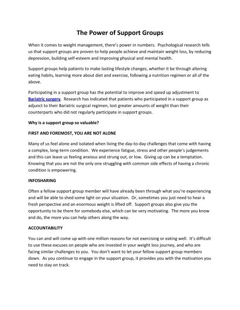 The Power of Support Groups