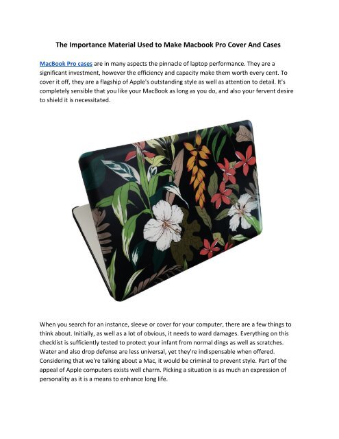 Types of Material Used to Make Macbook Pro Cover And Cases