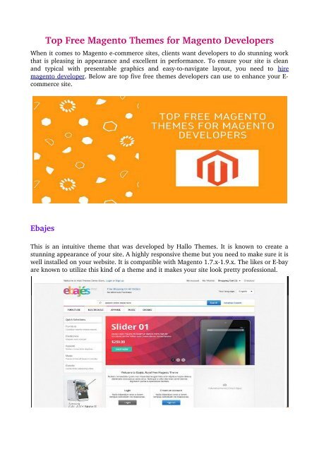 Top Free Magento Themes for Magento Developers
