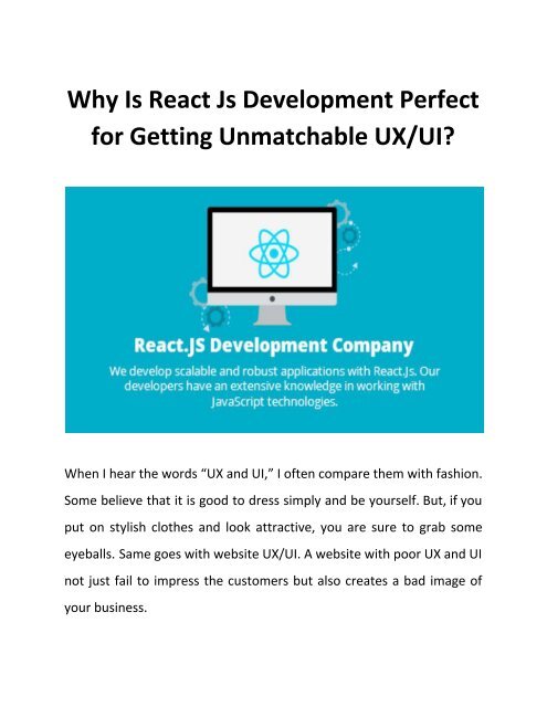 Why Is React Js Development Perfect for Getting Unmatchable UX/UI?