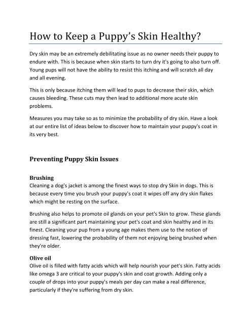 Keep Puppy Skin Healthy - Captain Zack Keep Puppy Skin Healthy - Captain Zack
