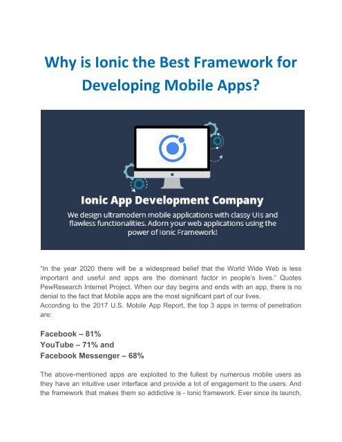 Why is Ionic the Best Framework for Developing Mobile Apps?