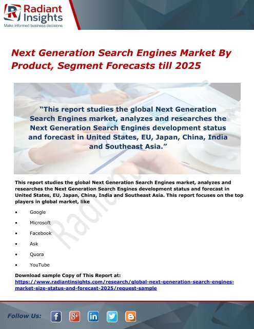 Next Generation Search Engines Market By Product, Segment Forecasts ...