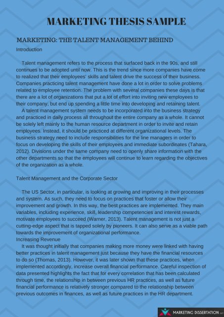 Marketing Thesis Sample