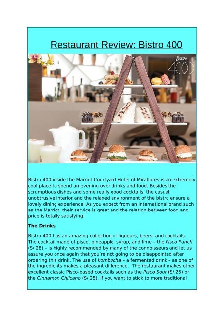 Restaurant Review: Bistro 400