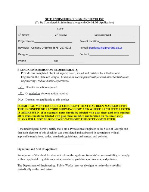 site-engineering-design-checklist