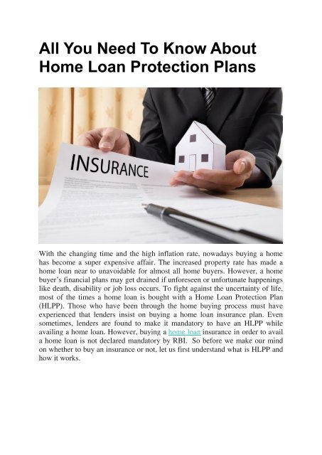 All You Need To Know About Home Loan Protection Plans
