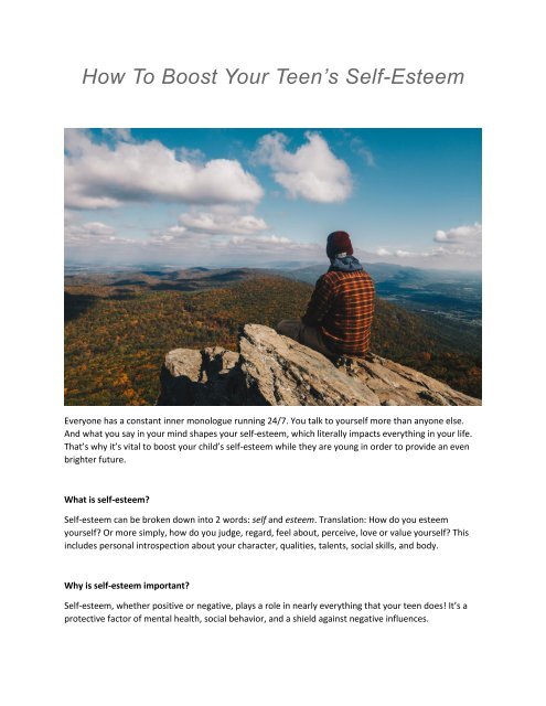 how to boost your teens self esteem