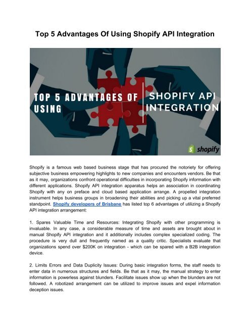 Shopify API Integration: A Guide On Its Implementation