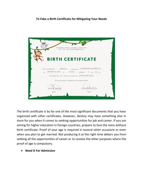 To Fake a Birth Certificate for Mitigating Your Needs