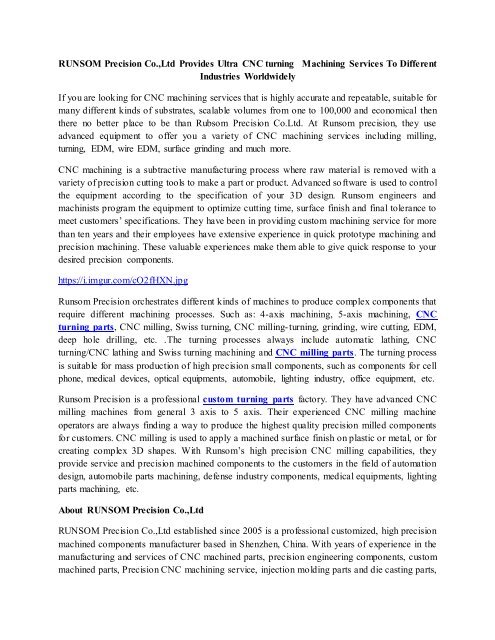 RUNSOM Precision Co.,Ltd Provides Ultra CNC turning Machining Services ...