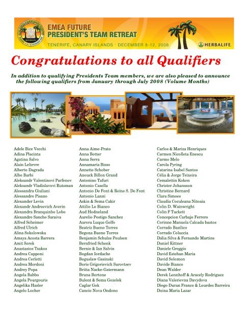 Congratulations to all Qualifiers - Herbalife Events