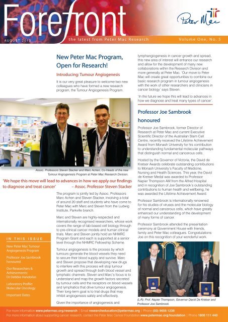 New Peter Mac Program, Open for Research! - Peter MacCallum ...