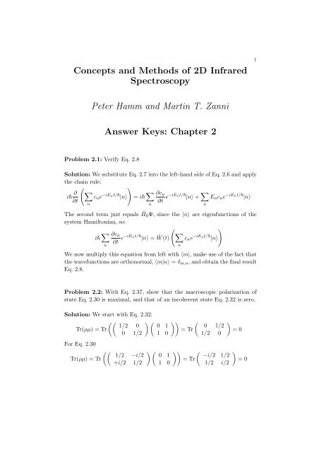 Peter Hamm and Martin T. Zanni - 2D IR spectroscopy