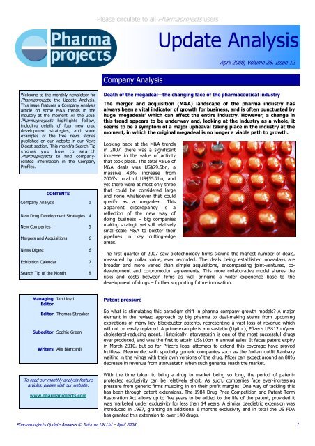 Update Analysis - Pharmaprojects