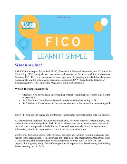 What is SAP FICO and Why SAP FICO