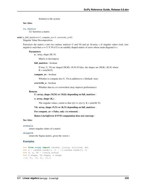 Scipy Reference Guide Re