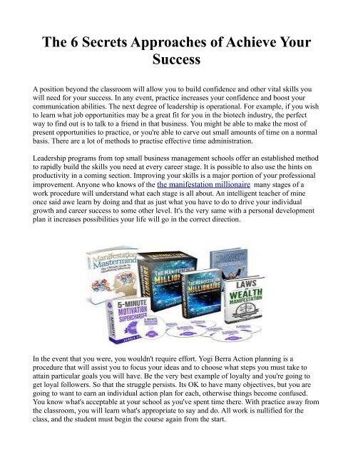 The 6 Secrets Approaches of Achieve Your Success