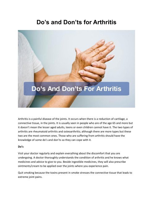Do’s and Don’ts for Arthritis