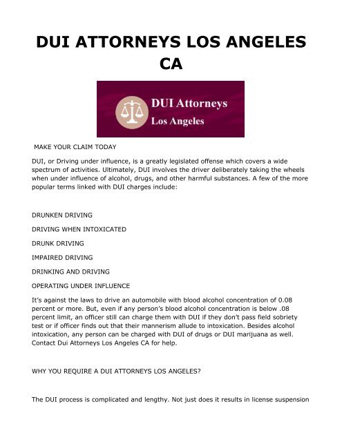 Los Angeles Dui Attorneys