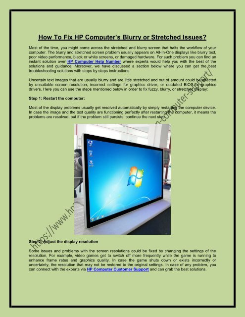 How To Fix HP Computer’s Blurry or Stretched Issues
