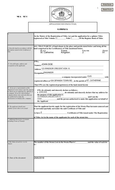 Application for Strata Titles(SAMPLE) PDF-FILLABLE