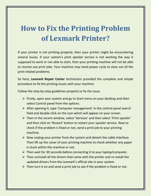 How to Fix the Printing Problem of Lexmark Printer?