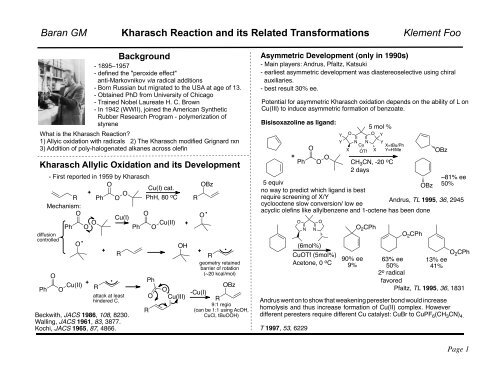 Kharasch Reaction and its Related Transformations Klement Foo ...