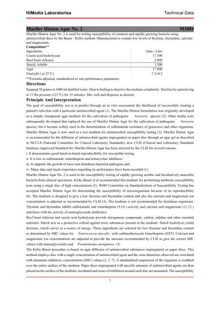 Mueller Hinton Agar No. 2 M1084