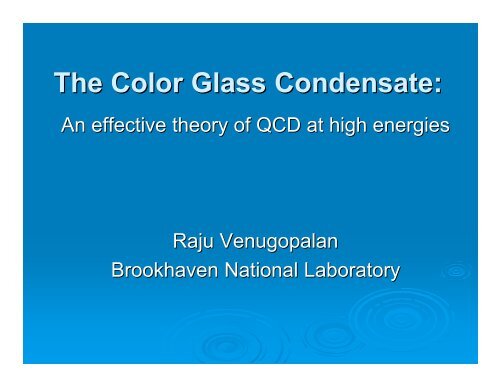 The Color Glass Condensate: