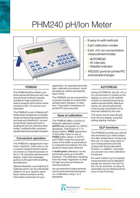 Download "PHM240 pH/Ion Meter" - Radiometer Analytical