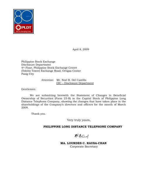 Beneficial Ownership - PLDT