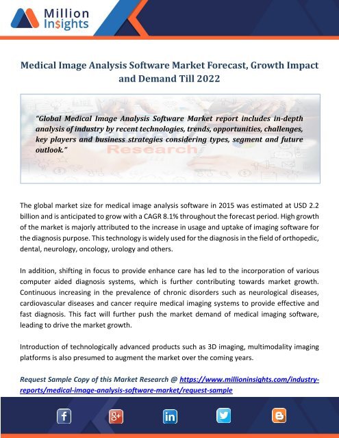 Medical Image Analysis Software Market Forecast, Growth Impact and ...