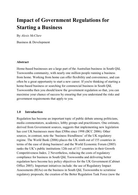 Impact of Government Regulations for Starting a Business