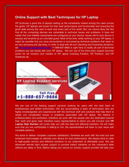 Online Support with Best Techniques for HP Laptop