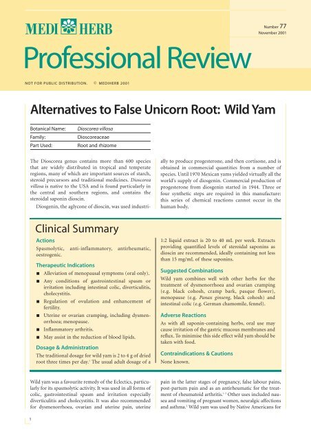 Alternatives to False Unicorn Root - MediHerb