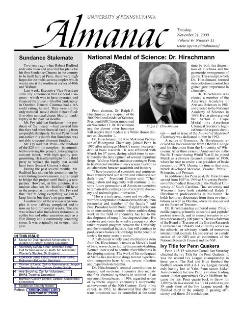 National Medal of Science: Dr. Hirschmann - University of ...