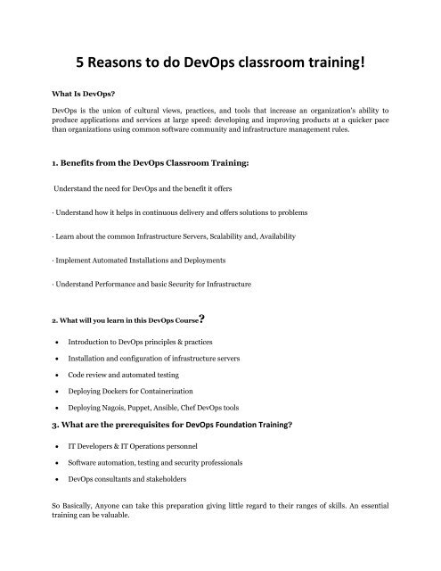 devops classroom training