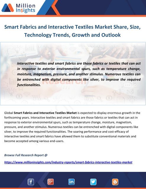 Smart Fabrics and Interactive Textiles Market Share, Size, Technology ...