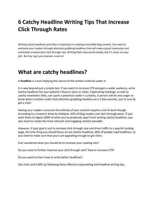 6 Catchy Headline Writing Tips That Increase Click Through Rates