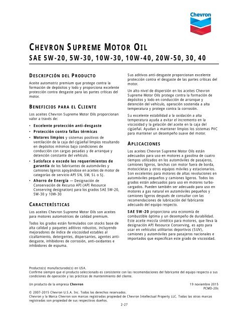CHEVRON SUPREME MOTOR OIL
